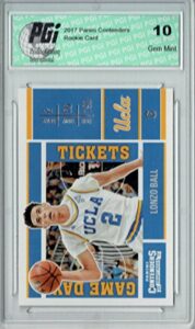 lonzo ball 2017 panini contenders draft #2 game day tickets rookie card pgi 10