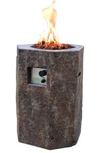 modeno fire pit outdoor furniture decoration basalt fire column brand, backyard furniture, 40,000 btu auto-ignition, stainless steel burner, lava rock included