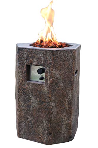 MODENO Fire Pit Outdoor Furniture Decoration Basalt Fire Column Brand, Backyard Furniture, 40,000 BTU Auto-Ignition, Stainless Steel Burner, Lava Rock Included