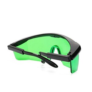 Huepar GL01G Green Laser Enhancement Glasses - Eye Protection Safety Glasses for Green Laser Level, Rotary and Multi-Line Laser Tools - Goggles with Adjustable Temple (Protective Box Included)