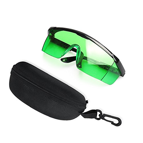 Huepar GL01G Green Laser Enhancement Glasses - Eye Protection Safety Glasses for Green Laser Level, Rotary and Multi-Line Laser Tools - Goggles with Adjustable Temple (Protective Box Included)