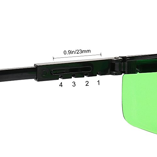 Huepar GL01G Green Laser Enhancement Glasses - Eye Protection Safety Glasses for Green Laser Level, Rotary and Multi-Line Laser Tools - Goggles with Adjustable Temple (Protective Box Included)