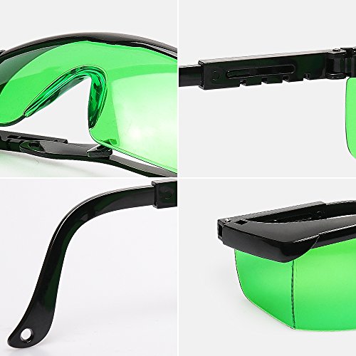 Huepar GL01G Green Laser Enhancement Glasses - Eye Protection Safety Glasses for Green Laser Level, Rotary and Multi-Line Laser Tools - Goggles with Adjustable Temple (Protective Box Included)