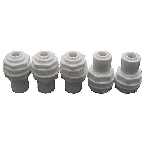 Lemoy 1/4 inch Plastic Bulkhead Fitting tubing Quick onnectors Pipe Fittings for Reverse Osmosis Drinking Water Filter System (Pack of 5)