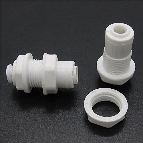 Lemoy 1/4 inch Plastic Bulkhead Fitting tubing Quick onnectors Pipe Fittings for Reverse Osmosis Drinking Water Filter System (Pack of 5)