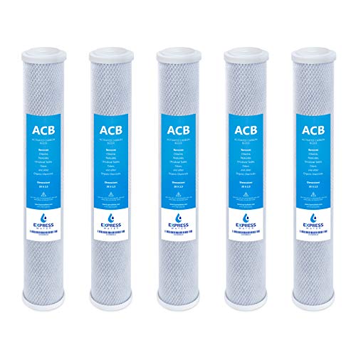 Express Water – 5 Pack Water Filter Activated Carbon Block Replacement Filter – ACB Large Capacity Water Filter – Whole House Filtration – 5 Micron Water Filter – 2.5” x 20” inch