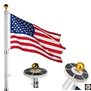 25ft / 20ft telescopic 16 gauge aluminum flag pole with solar lights (25 ft)