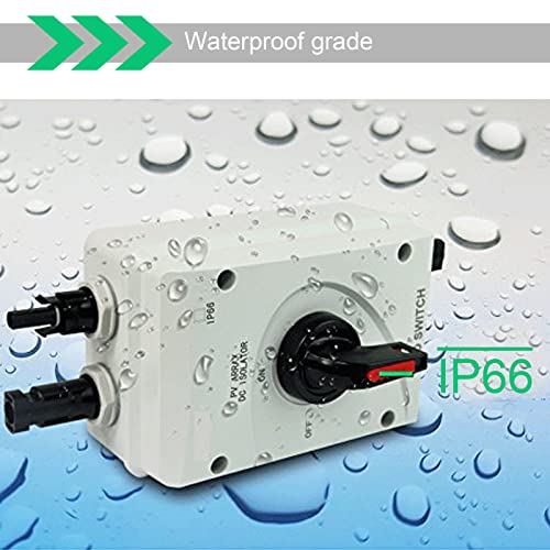 IP66 Solar Combiner Box， 32A PV DC Isolator Switch with Solar Connector for Solar Panel Solar Power System RV, Boats, and Off/On-Grid Solar System