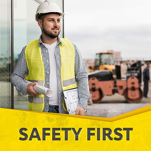 PeerBasics Safety Vests 10 Pack - Yellow Reflective High Visibility, Hi Vis Silver Strip, Men Women, Work, Cycling, Runner, Surveyor, Volunteer, Crossing Guard, Road, Construction, Neon (Mesh, 10)