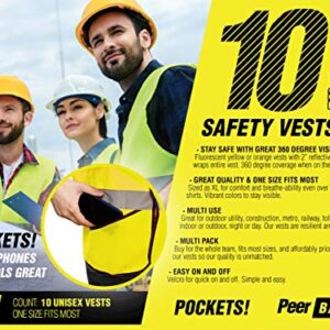 PeerBasics Pocket Safety Vest Bulk Pack Reflective High Visibility Men Women