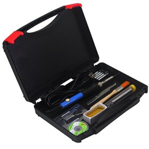 AideBench SPB2 Soldering Iron Station Kit adjustable Welder soldering Iron Kit 60W 12-in-1 5pcs Soldering Tips Desoldering Pump wire solder tweezers iron stand brush Portable Toolbox