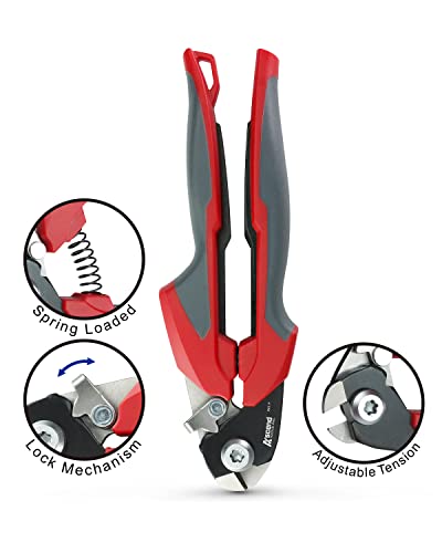 Ascend Tools 7 inch Wire Rope & Electrical Cable Cutter for Railing, Aircraft Seismic Structural Bicycle Cable | Induction Hardened Blades, No Frayed Cuts