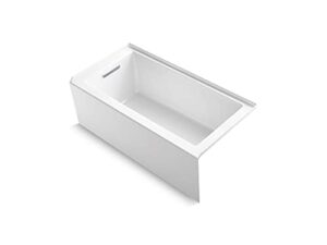 kohler k-20201-la underscore rectangle 60-inch x 30-inch alcove bath with integral apron, integral flange and left hand drain, white