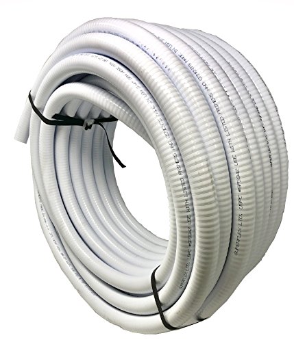 Sealproof 1.5" Dia Flexible PVC Pipe, Swimming Pool and Spa Hose, Pool Plumbing Schedule 40 Tubing, Made in USA, 1-1/2-Inch, 50 FT, White