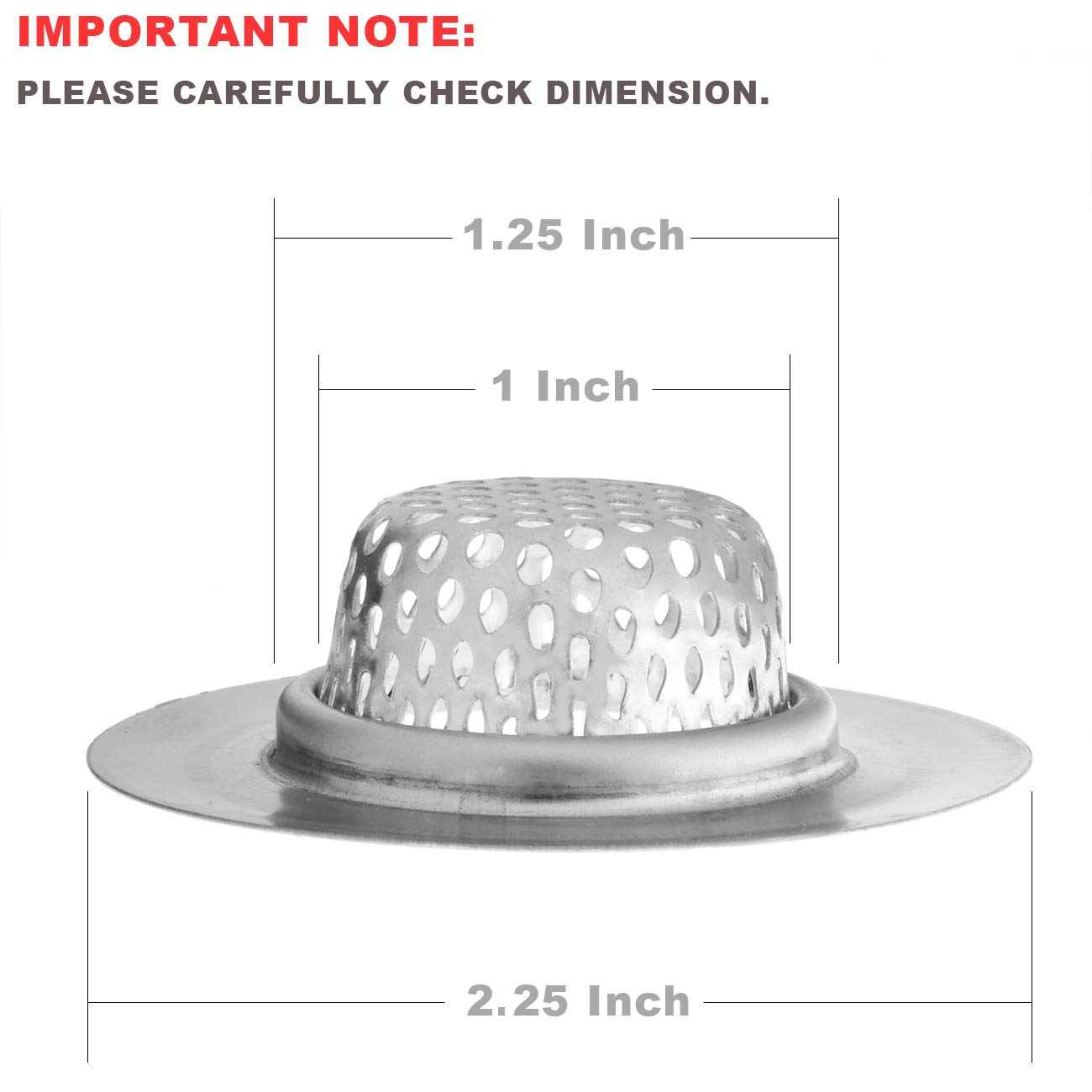 2 Pack - 2.25" Top / 1" Basket- Sink Strainer Bathroom Sink, Utility, Slop, Laundry, RV and Lavatory Sink Drain Strainer Hair Catcher. Stainless Steel - Hilltop Products