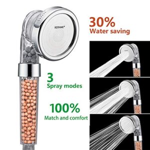 Nosame Shower Head, Filter Filtration High Pressure Water Saving 3 Mode Function Spray Handheld Showerheads 1.6 GPM for Hair & Skin