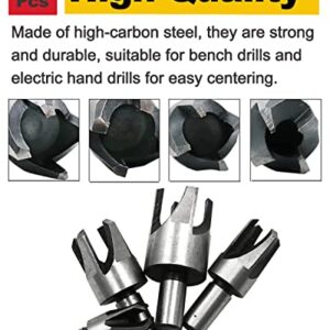 Rocaris 8pcs Wood Plug Cutter Drill Bit Set Straight and Tapered Taper Cutting Tool Cork Drill Bit Knife 6mm 10mm 13mm 16mm