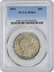 1893 barber silver half dollar ms64 pcgs