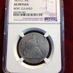 1875 CC Sitting Liberty Half Dollar 50C AG Details NGC