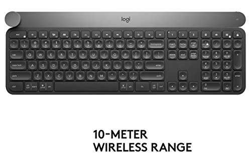 Logitech Craft Advanced Wireless Keyboard with Creative Input Dial and Backlit Keys, Dark grey and aluminum - With Free Adobe Creative Cloud Subscription,Graphite