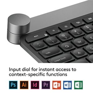 Logitech Craft Advanced Wireless Keyboard with Creative Input Dial and Backlit Keys, Dark grey and aluminum - With Free Adobe Creative Cloud Subscription,Graphite