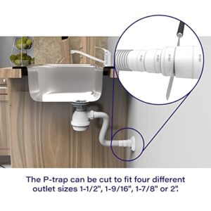 EasyDrain Universal P Trap - Expandable & Flexible ONE Side is a 1-1/2" NUT and The Drain Side is A Straight Drain Tube in 4 Common Sizes