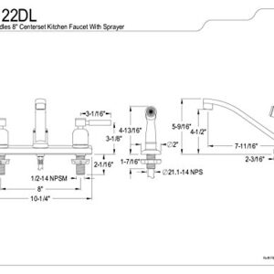 Kingston Brass FB122DL Concord 8" Centerset Kitchen Faucet, Polished Chrome, 10.25 x 7.69 x 5.56