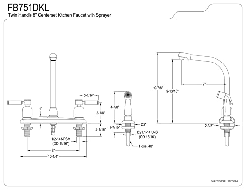 Kingston Brass FB751DKL Kaiser 8" Centerset Kitchen Faucet, Polished Chrome