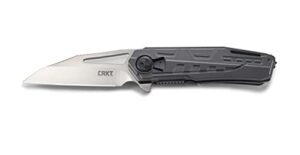 crkt raikiri folding pocket knife: plain edge folder with liner lock, field strip technology, everyday carry folded knife with flipper opening, and satin blade finish 5040