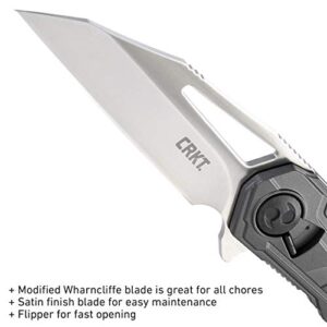 CRKT Raikiri Folding Pocket Knife: Plain Edge Folder with Liner Lock, Field Strip Technology, Everyday Carry Folded Knife with Flipper Opening, and Satin Blade Finish 5040