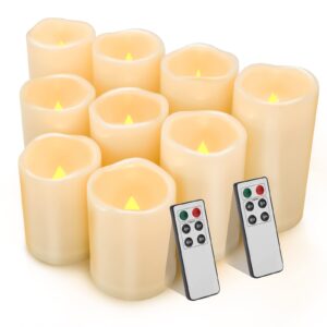 comenzar battery operated candle led flameless candles remote control candles outdoor led candles with timer,outdoor waterproof candles(d: 3" x h: 4" 5" 6") flameless pillar candles set of 9