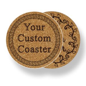 cork coaster set of 6 personalized custom engraved. great gift, for home bar, restaurant, brewery, homebrewer, complement kegerator