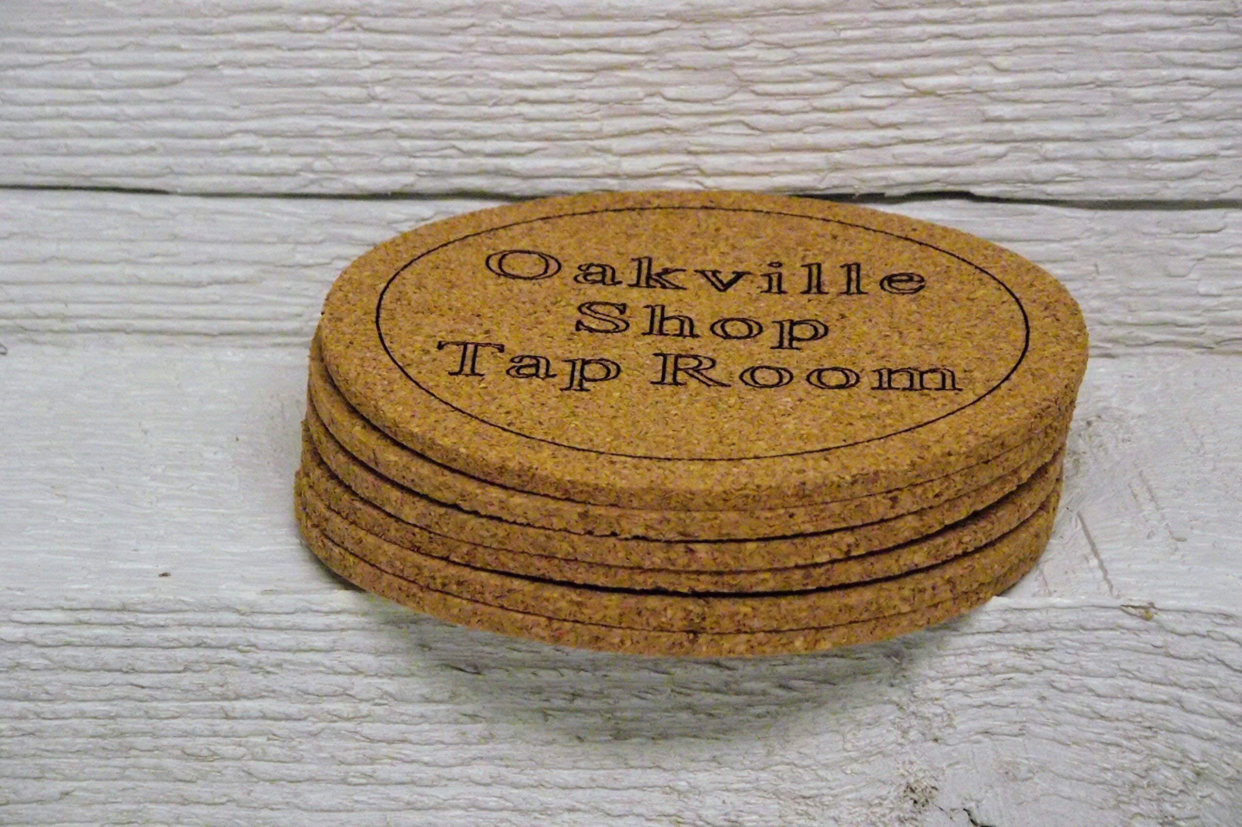 Cork Coaster set of 6 Personalized Custom Engraved. Great Gift, for Home Bar, Restaurant, Brewery, Homebrewer, complement Kegerator