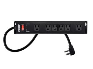 monoprice metal surge protector - 6 outlet power strip, 1150 joules 15 amp, 125 volt, 1875 watt, 15 feet, black