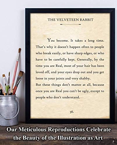 The Velveteen Rabbit - You Become - 11x14 Unframed Literary Art Book Quote Page Print - Great Inspirational Quote Gift Poster and Literature Decor for Nursery, Children's Room and Playroom Under $15