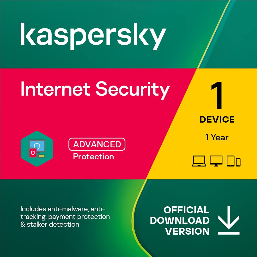 Kaspersky Internet Security 2023 | 1 Device | 1 Year | Antivirus and Secure VPN Included | PC/Mac/Android | Online Code