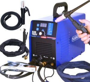 plasma cutter welder combo pulse tig welder stick welder 3 in 1 welding machine, 50a plasma cutting, 200a tig welding (pulse), arc/mma welder more stable arc dual voltage 110v/220v 520tscpf