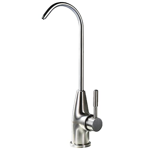 Water Filter Faucet, Fits Most Reverse Osmosis Water Filtration System, Kitchen Bar Sink Purifier Drinking Water Faucet, Stainless Steel，Lead-Free, Brushed, Single Handle