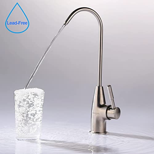 Water Filter Faucet, Fits Most Reverse Osmosis Water Filtration System, Kitchen Bar Sink Purifier Drinking Water Faucet, Stainless Steel，Lead-Free, Brushed, Single Handle