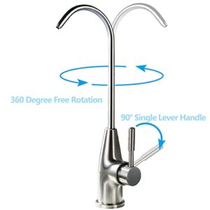 Water Filter Faucet, Fits Most Reverse Osmosis Water Filtration System, Kitchen Bar Sink Purifier Drinking Water Faucet, Stainless Steel，Lead-Free, Brushed, Single Handle