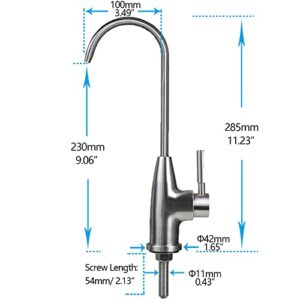 Water Filter Faucet, Fits Most Reverse Osmosis Water Filtration System, Kitchen Bar Sink Purifier Drinking Water Faucet, Stainless Steel，Lead-Free, Brushed, Single Handle