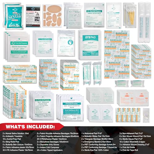 General Medi 160 Piece First Aid Kit Bag Refill Kit - Includes Eyewash, Instant Cold Pack, Bandages,Emergency Blanket, Moleskin Pad, Gauze - Extra Replacement Medical Supplies for First Aid