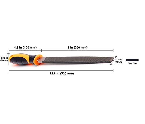 Finder Bastard Cut Mill File Flat, 8 Inch Flat Hand File with High Carbon Hardened Steel, Ergonomic Grip, Plastic Handle, Flat File for Sharpening Mill or Circular Saws Ideal for Wood, Metal, Plastic