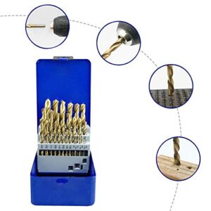 NORTOOLS Drill Bit Set HSS Titanium Coating Drill Bits 29 Pcs Twist Jobber Length Home Tool Kit for Wood and Cast Iron 1/16"-1/2".