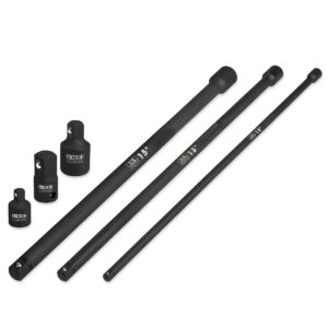 neiko 00258a 15” long impact extension set and impact socket adapter set, 1/4", 3/8”, 1/2” drive extensions and socket adapters, 6 pieces total (3 piece each), chrome vanadium cr-v steel