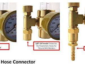 Argon CO2 - TIG/MIG Flowmeter - Welding Regulator - Welder Gauge with 5 Feet Argon Hose - CGA580 - MD