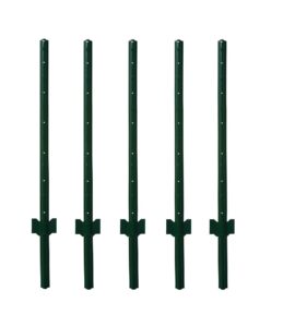 mtb metal fence post fence u post green 4 feet, pack of 5, for garden wire fence u-channel steel garden post sign post