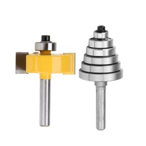 yakamoz 1/4 inch shank rabbet router bit with 6 bearings set | 1/8", 1/4", 5/16", 3/8", 7/16", 1/2" bearings