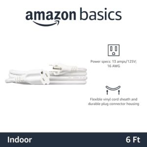 Amazon Basics Extension Cord, 13 Amps, 125V, 6 Foot, White