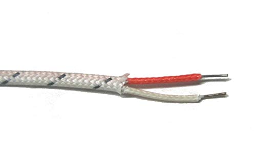 J-Type Thermocouple Wire AWG 24 Solid w. Braided Fiberglass Insulation - 10 Yard